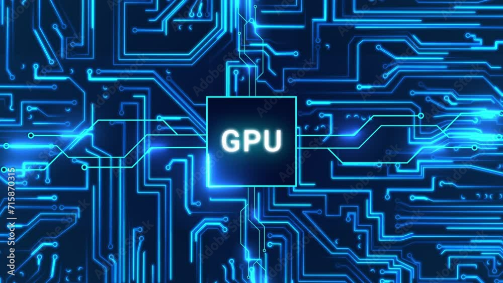Vidéo Stock Circuit board with moving electrons and graphics processing ...