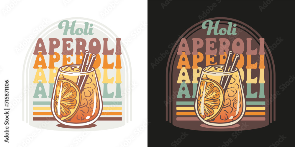 Aperol cocktail vector with ice and slice of orange for cocktail bar or ...
