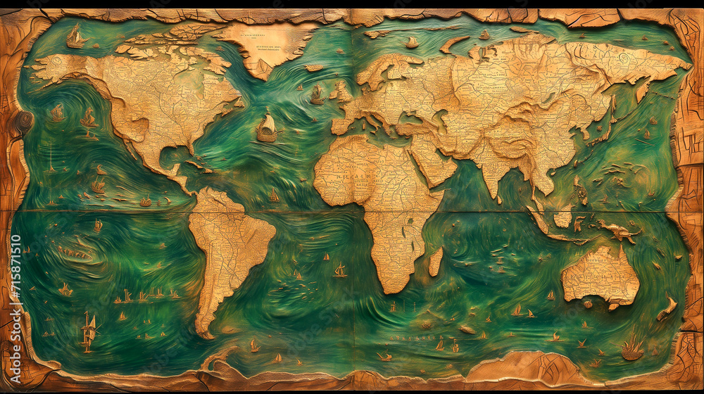 Ancient World Map in the Style of Leonardo da Vinci, ai generated Stock ...