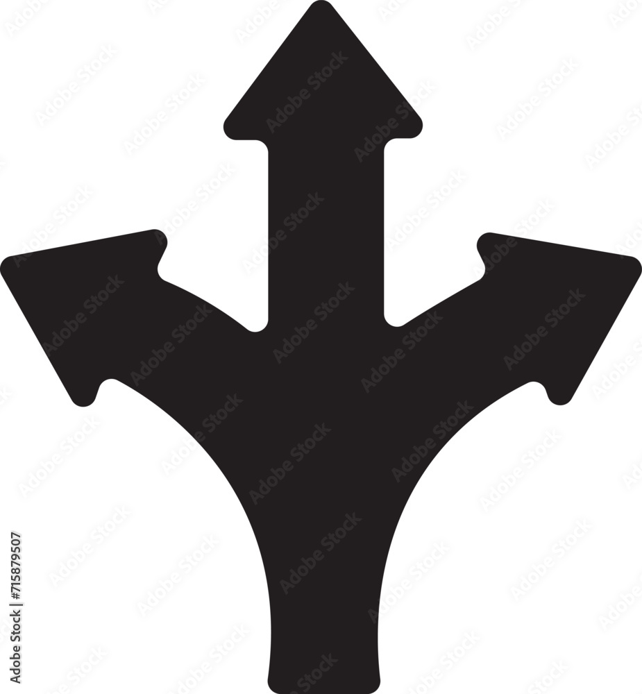 3d arrow pointing up, Three-way direction arrow icon. black arrow icon ...