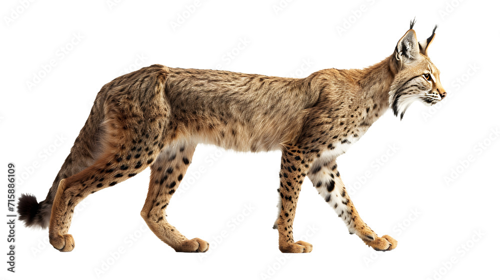 Lynx Walking Across White Background, An Image of a Majestic Wild Cat ...