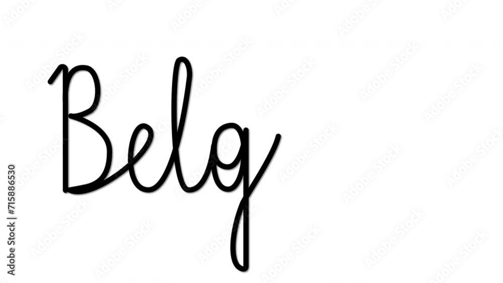Belgium word handwriting animation. Belgium handwriting, animated black ...