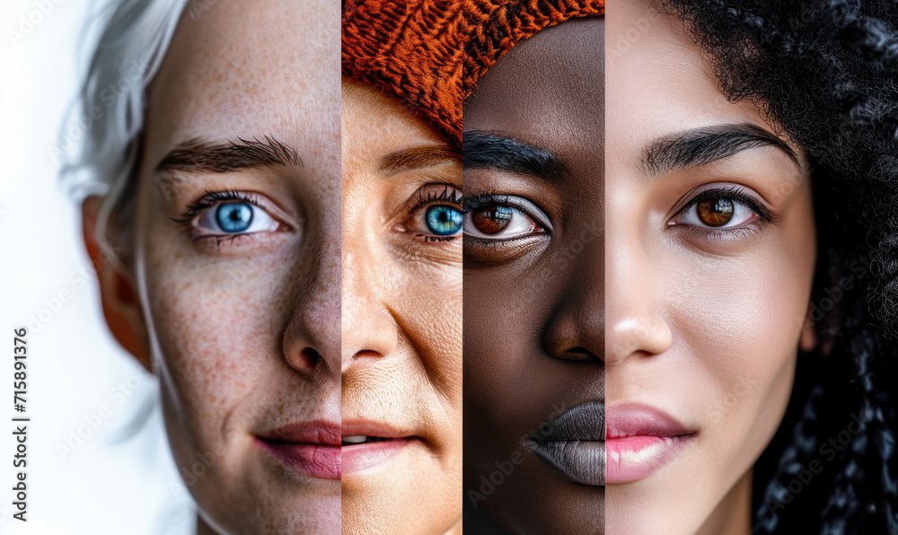 Composite portrait blending diverse faces of different ages ...
