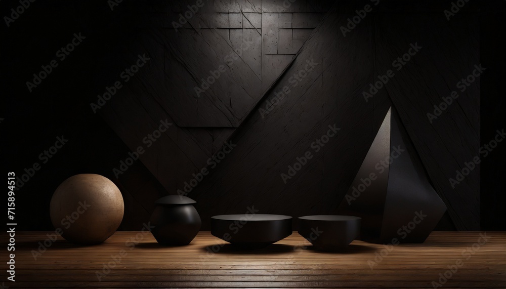black background with a collection of black objects with different ...
