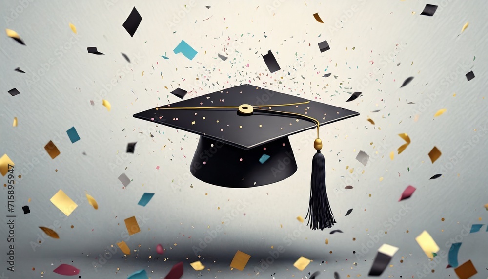 graduation cap with confetti background Stock Illustration | Adobe Stock