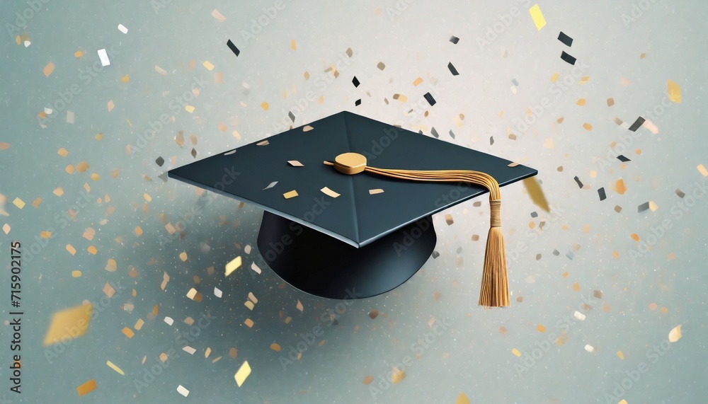 graduation cap with confetti background Stock Illustration | Adobe Stock