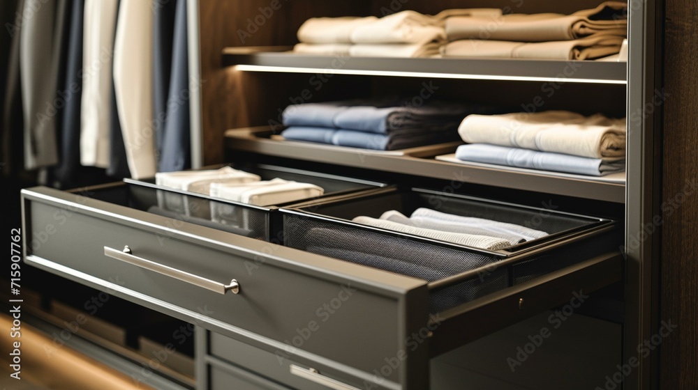 Hidden pull-out laundry hamper integrated into the closet design for ...