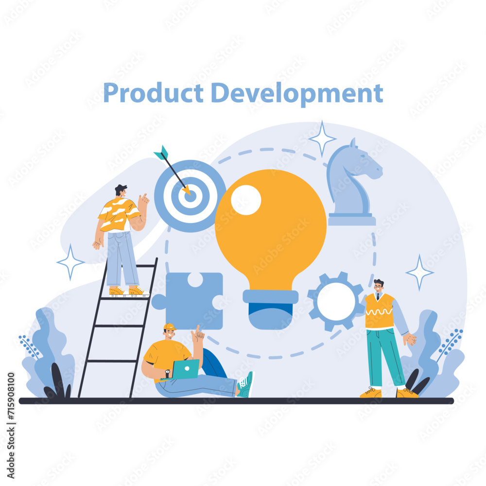 Product development concept. Teams collaborate on creative product ...