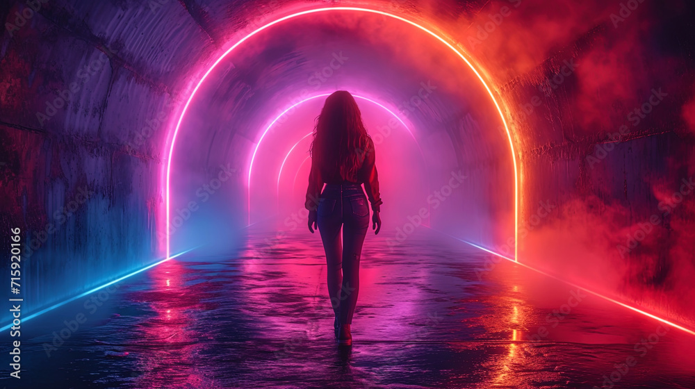 A neon background with contrasting colors that create a sense of visual ...