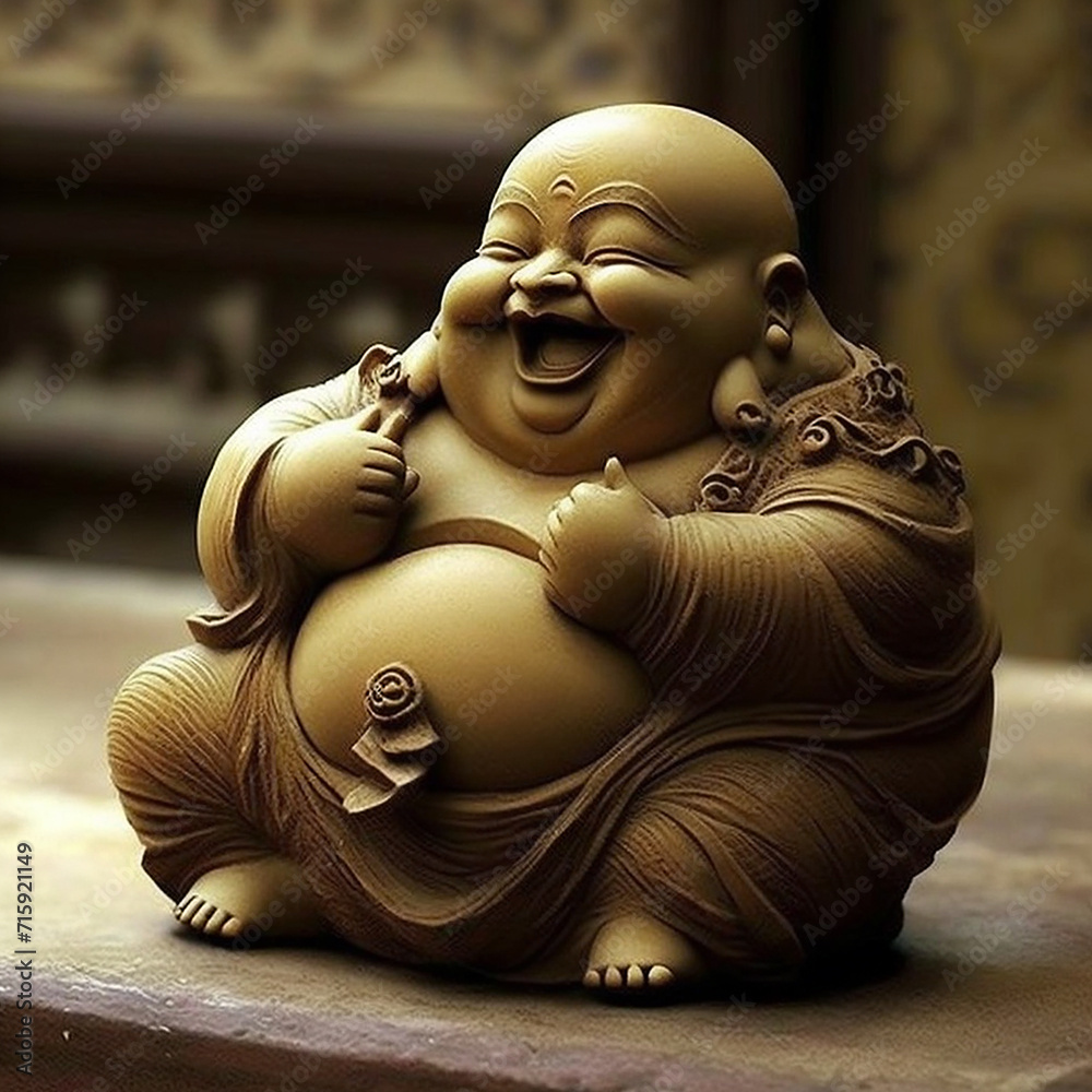 cute laughing buddha statue Stock Illustration | Adobe Stock
