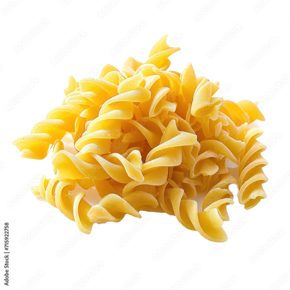 Uncooked fusilli pasta on transparent background. Design for packaging ...