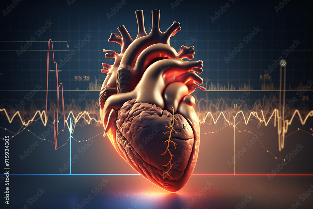 Anatomy of human heart on ecg medical background Stock Illustration ...