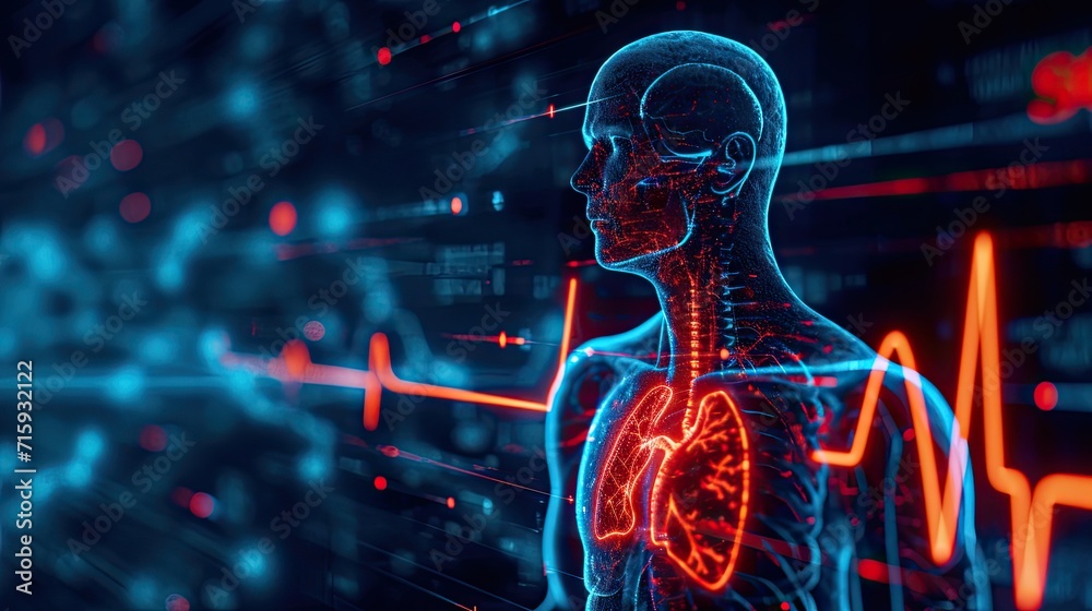 Graphic representation of the cardiovascular system in a male ...