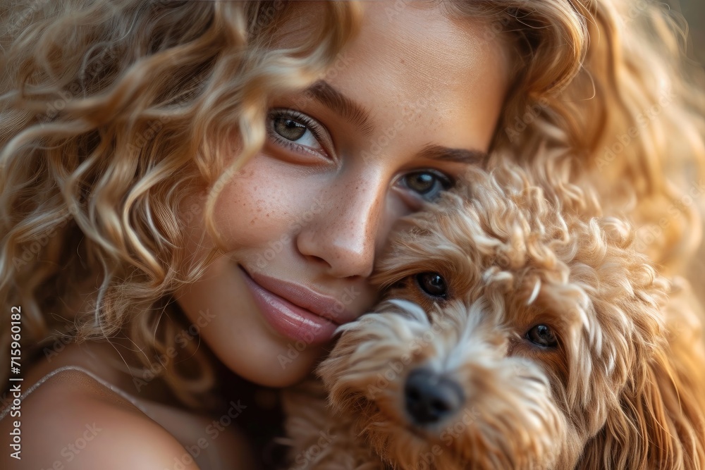 A brown-haired woman strikes a playful pose with her beloved ...