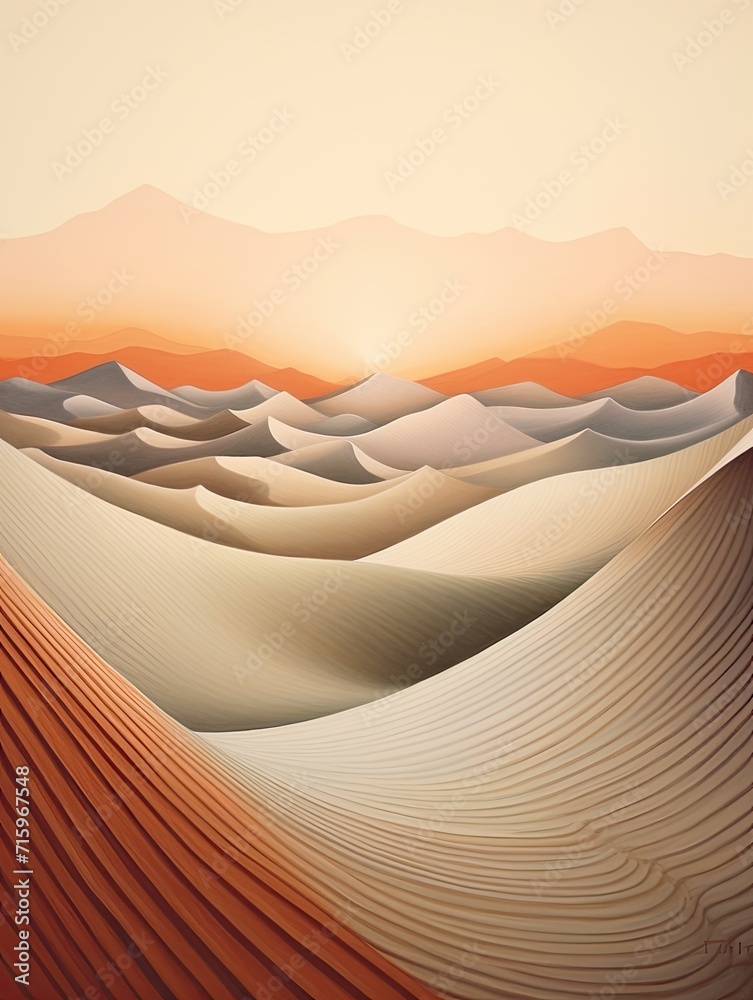 Geometric Mountain Scenes: Transformative Desert Landscape Art with ...