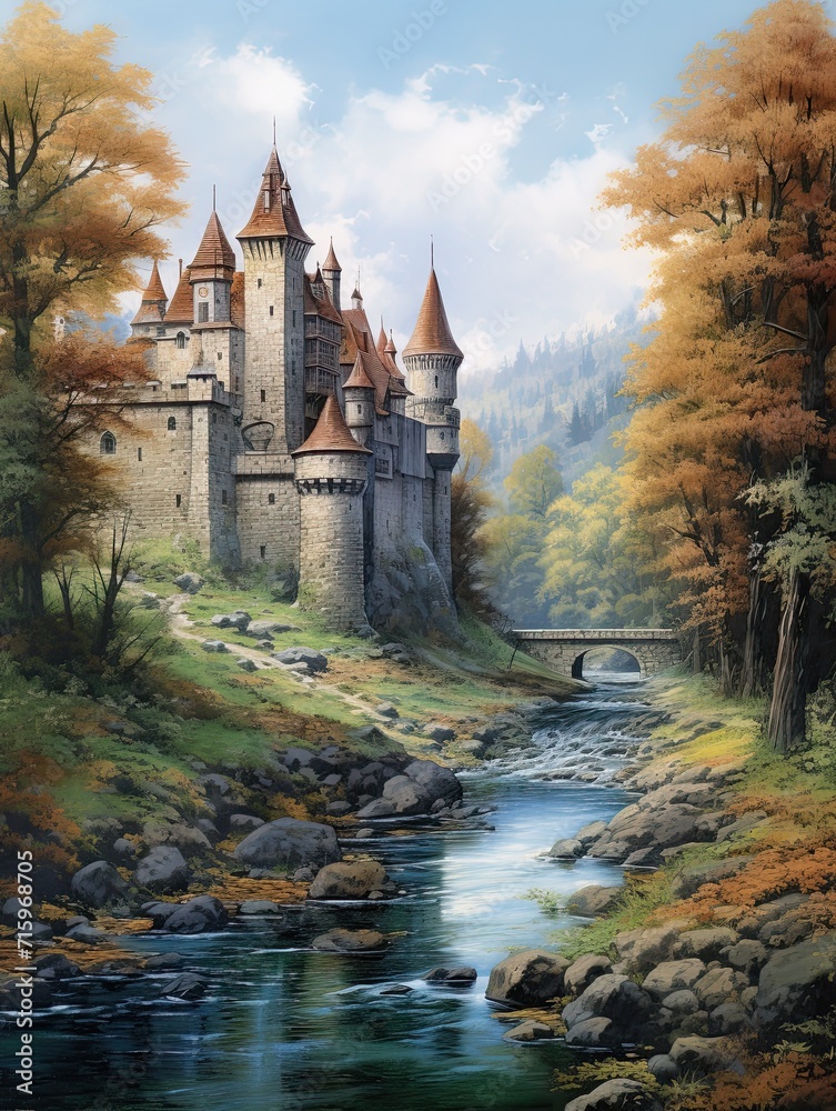 Stream and Brook Art: Grand Medieval Castles of Castle Moat and ...