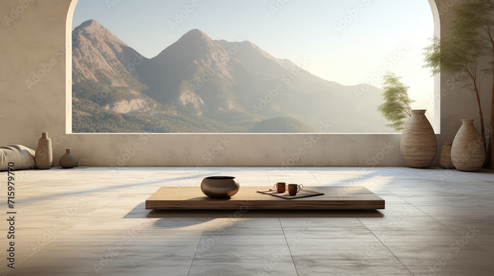 Beautiful and clean virtual interior background or backdrop for yoga ...
