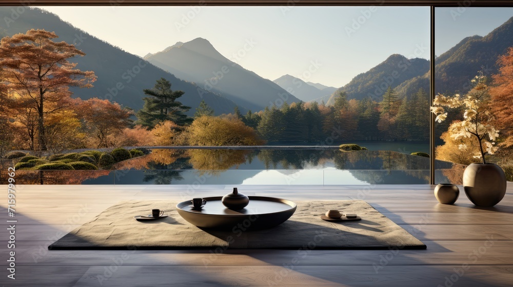 Beautiful mountains virtual background or backdrop for yoga, zen ...