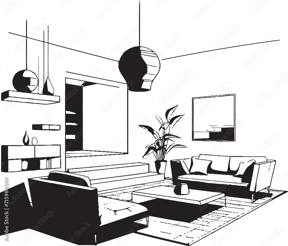 Interior Symmetry Vector Icons in Bold Black Showcase the Harmonious ...