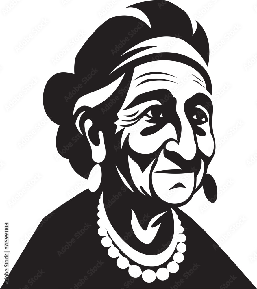 Elderly Elegance 90 Year Old Woman Icon in Black Gracious Matriarch Old ...