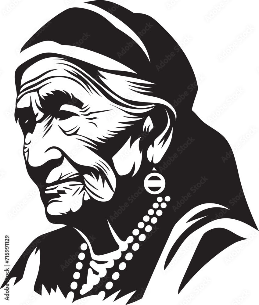 Aging Gracefully Monochromatic Grandma Symbol Time Honored Beauty Black ...