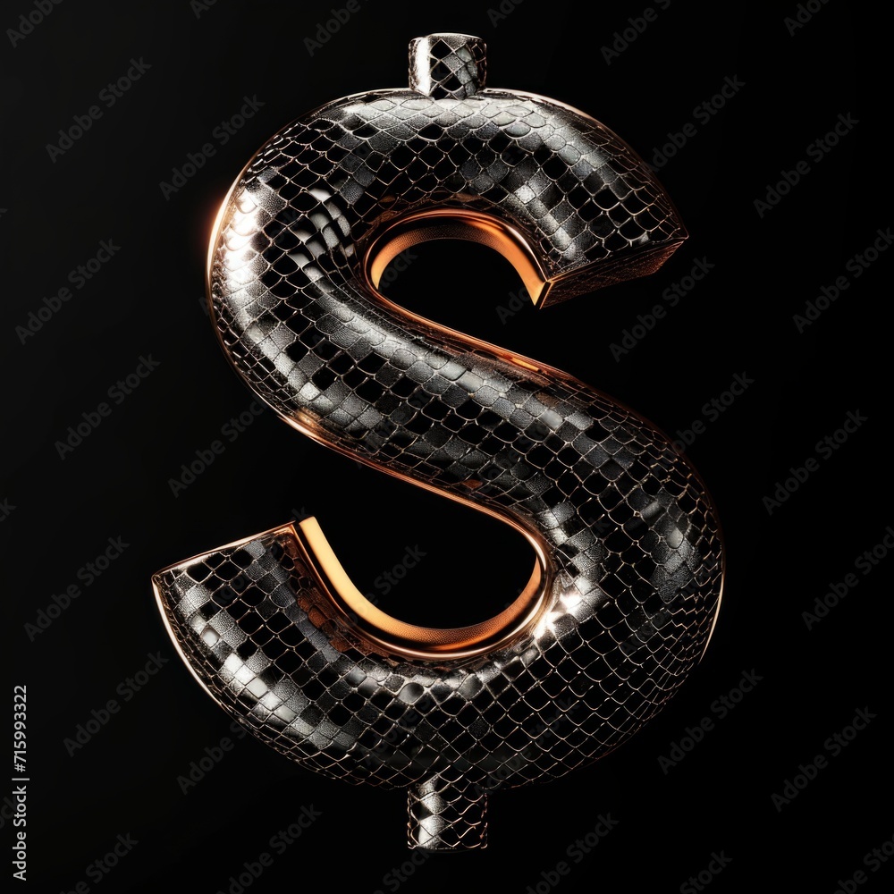 Textured Plaser Dollar Sign isolated on Black Background ...