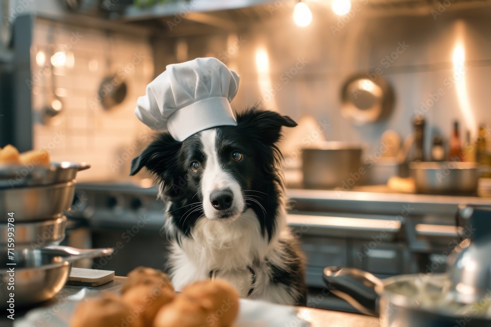 A well-trained canine chef expertly prepares a delicious meal in the ...