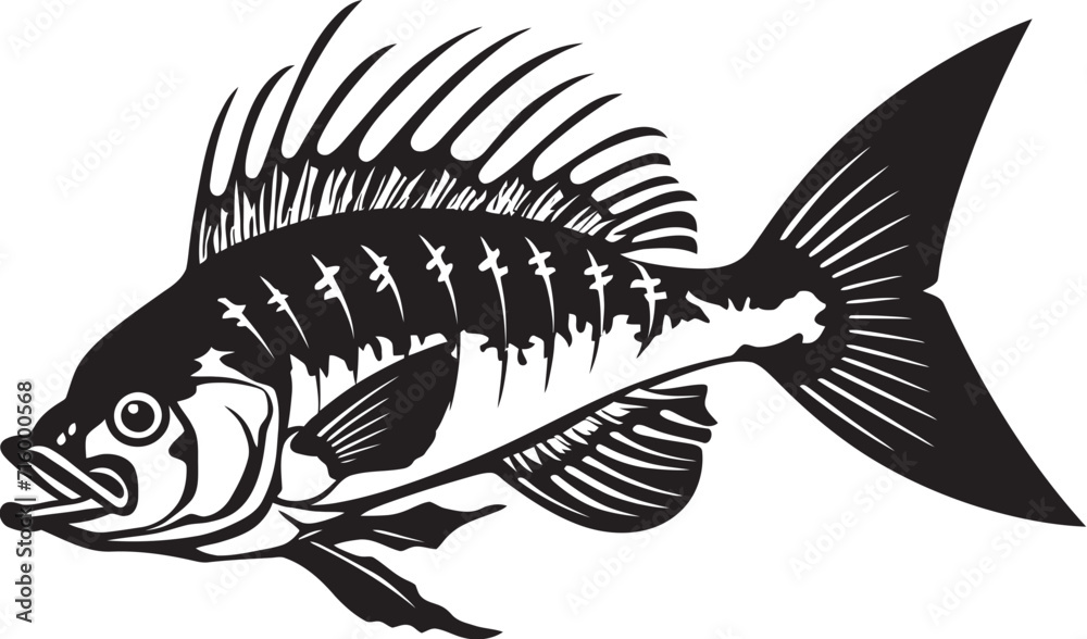 Menacing Marrow Mark Black Icon for Predator Fish Skeleton Emblem ...