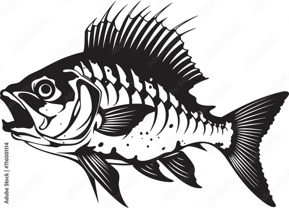 Grim Gills Black Icon Design of Predator Fish Skeleton Logo Savage ...