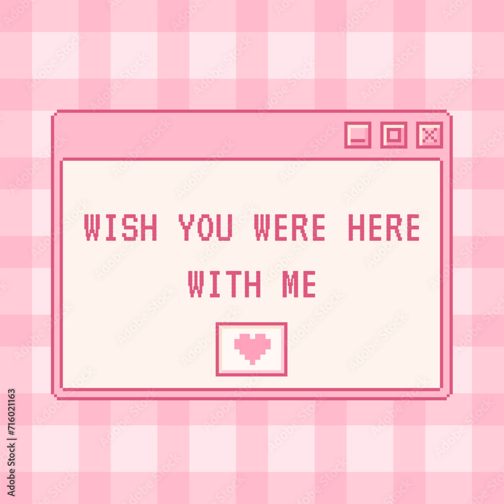 Cute kawaii romantic illustration. Old computer aestethic. Reto pc ...