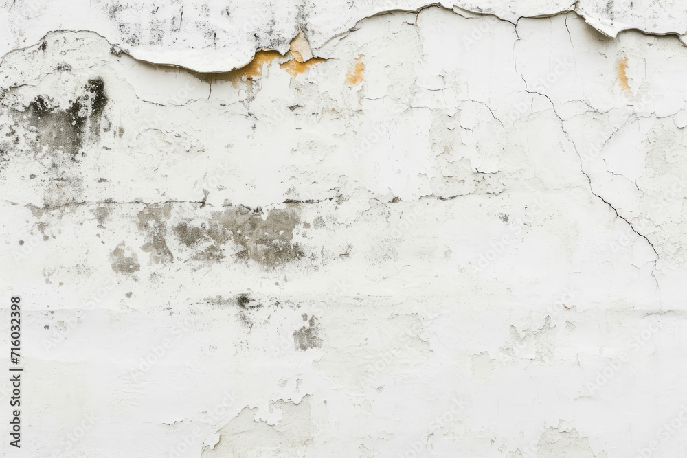 white wall showing signs of wear and damage. Paint is peeling and ...