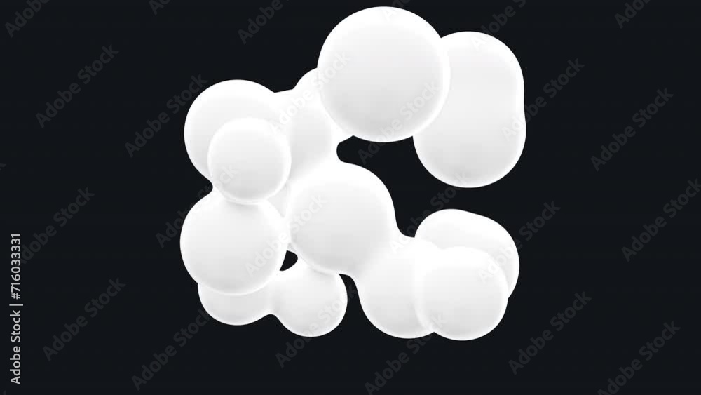 3D animation of abstract smooth liquid heterogeneous shape. Black ...