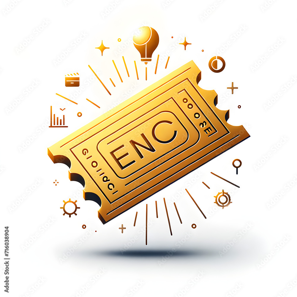 Exclusive Golden Ticket Concept with ENC Inscription Surrounded by ...