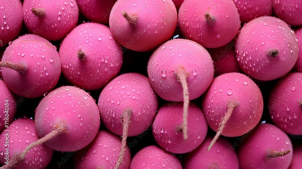 Organic green radish on fresh market, background. radish texture . A ...