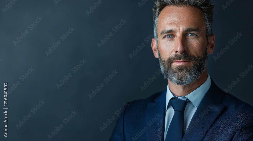 A distinguished gentleman stands confidently against a wall, his sharp ...