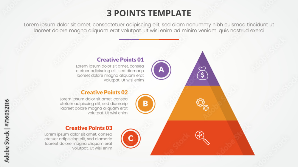 Vetor de 3 points stage template infographic concept for slide ...
