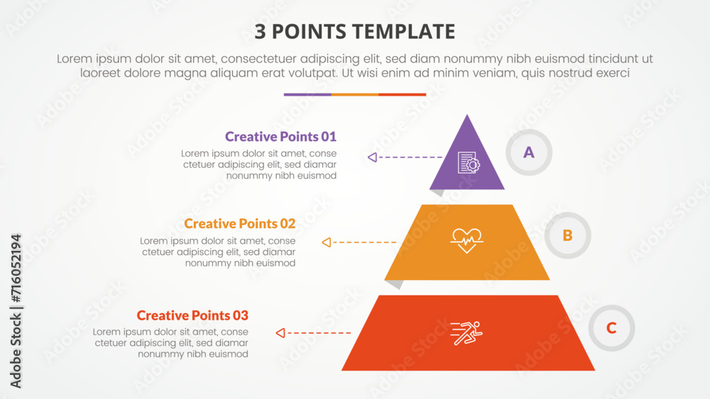 3 points stage template infographic concept for slide presentation with ...