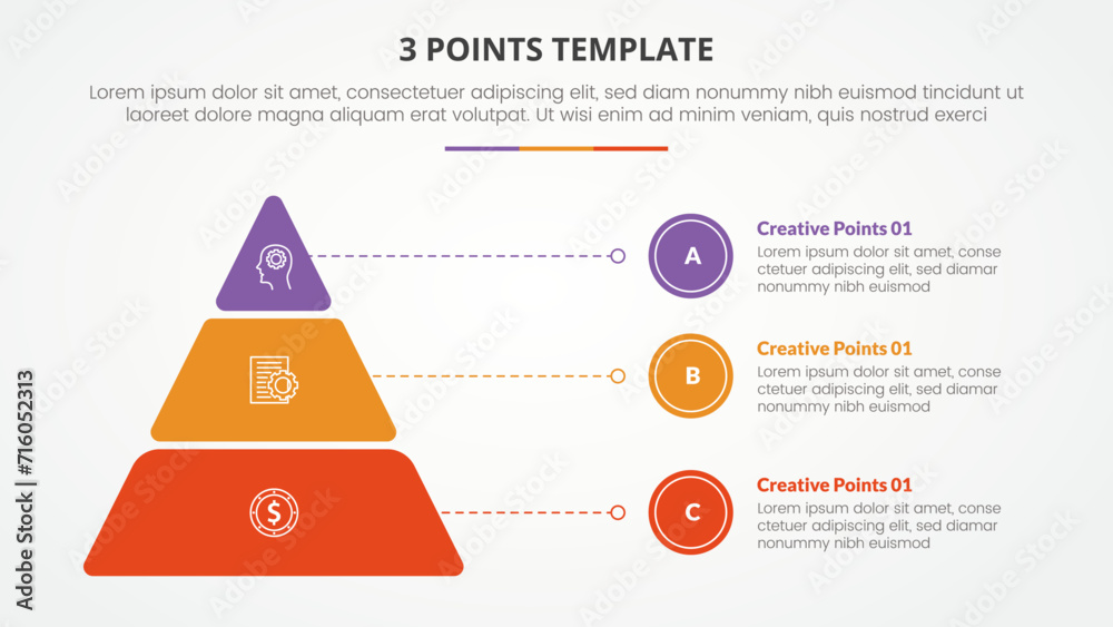 3 points stage template infographic concept for slide presentation with ...