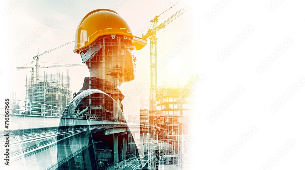 Conceptual double exposure illustration of civil engineering project ...