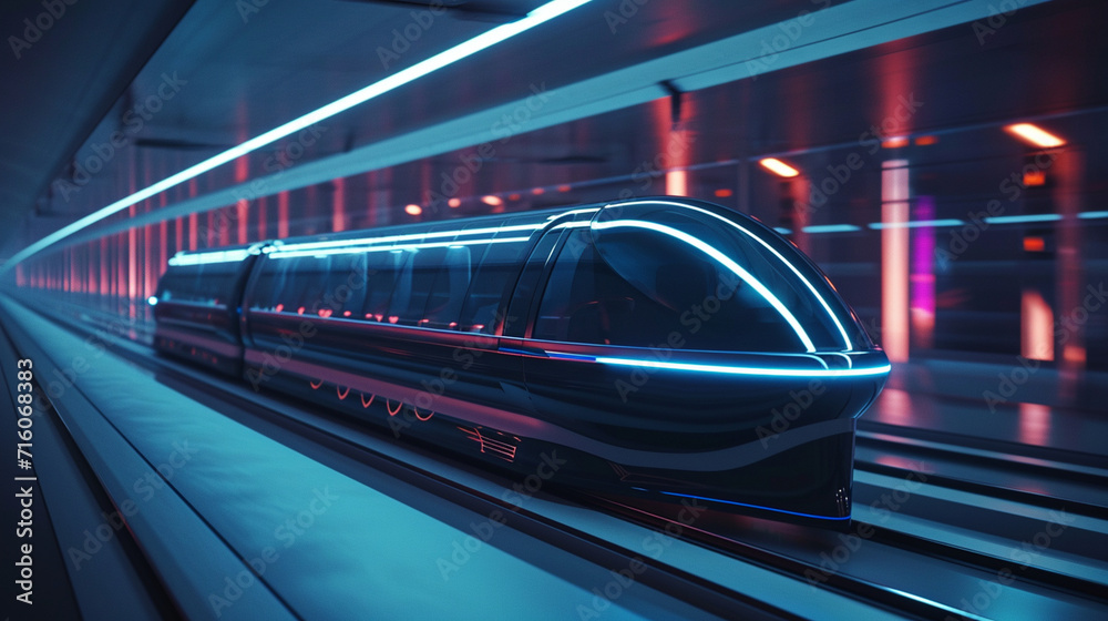 A scene of advanced eco-friendly public transportation systems, like ...