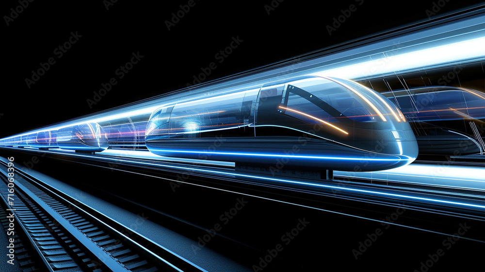 A scene of advanced eco-friendly public transportation systems, like ...