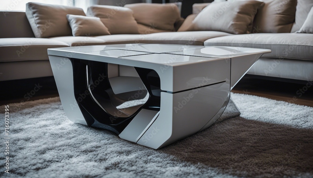 Futuristic Modular Coffee Table, a modular coffee table in a high-gloss ...
