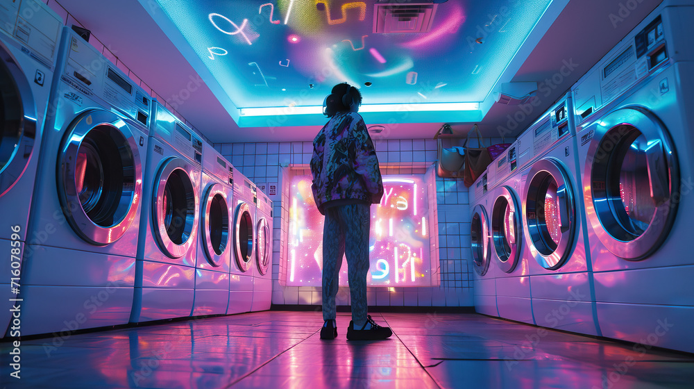 Futuristic Chore: A Person Enjoys Animated Music Notes Floating Around ...