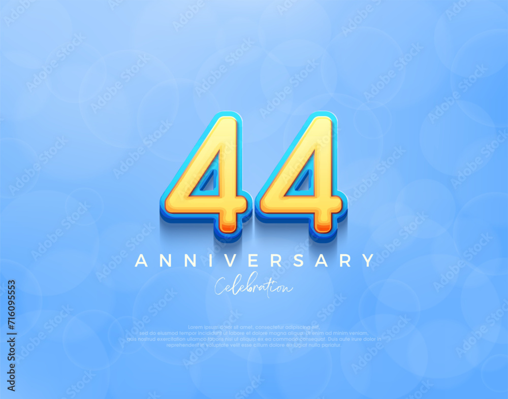 44th anniversary design. premium vector background with navy blue ...