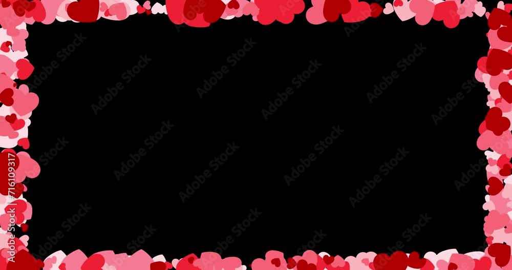 Valentine's day love heart frame template. Hearts border on transparent ...