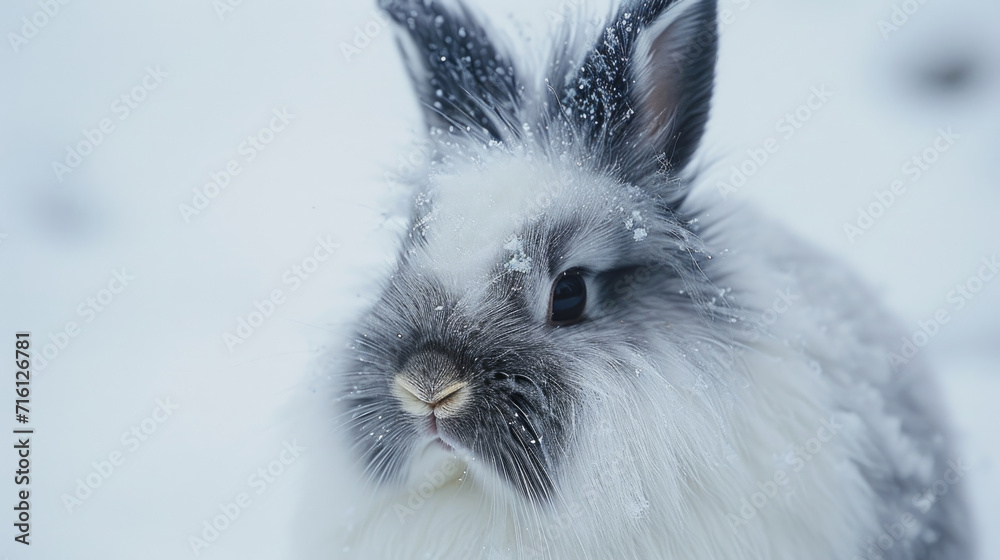 Up close and personal with a fuzzy bunny its fur appearing like a ...