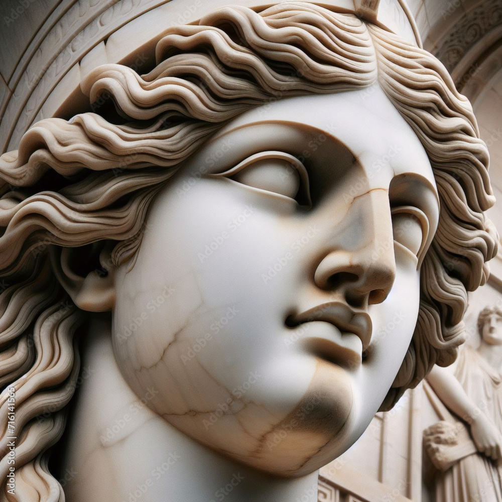 Illustration of a Renaissance marble statue of Athena. She is the ...