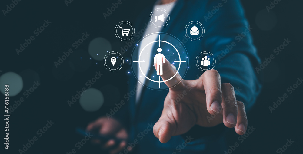 Target customer; buyer persona; customer behavior concept. Marketing ...