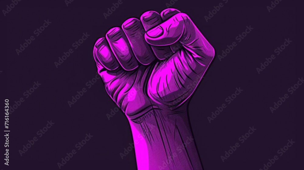 Purple Raised Fist of Empowerment for international women's day and the ...