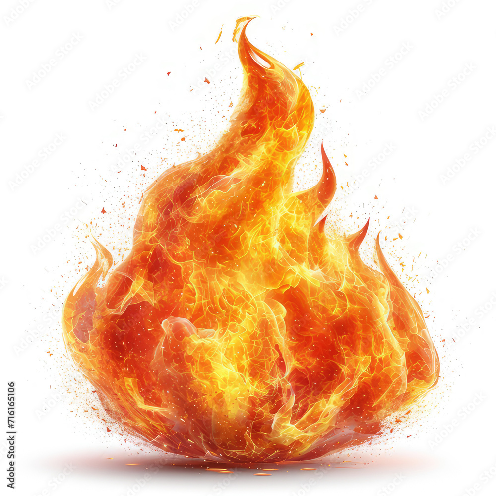 radiant fire illustration with bright orange and yellow flames ...